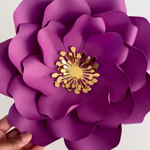 Purple Paper Flower Template: SVG, PNG, Studio Cut File (digital ...