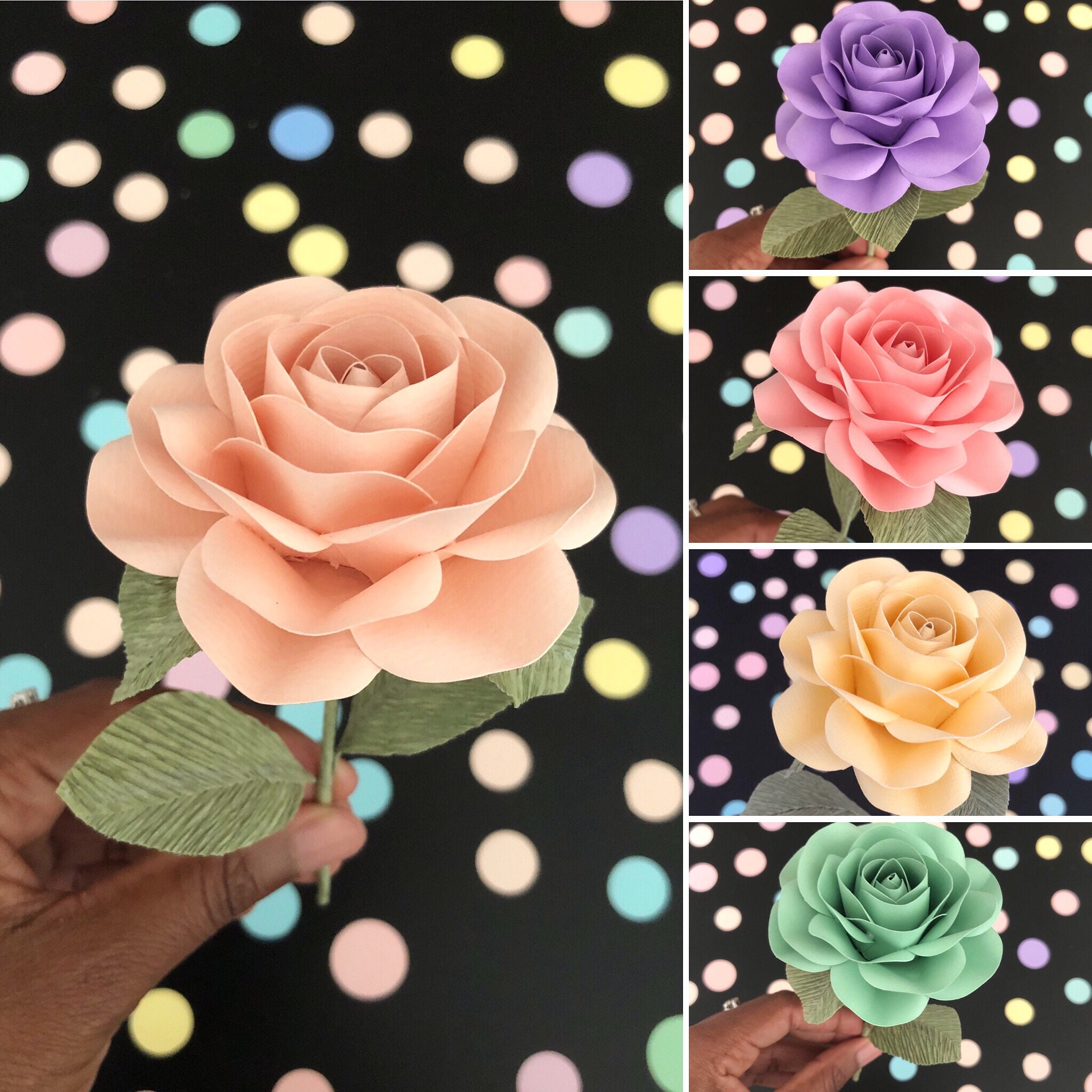Small Paper Flowers Mini Rose Template for DIY Crafting | Etsy UK