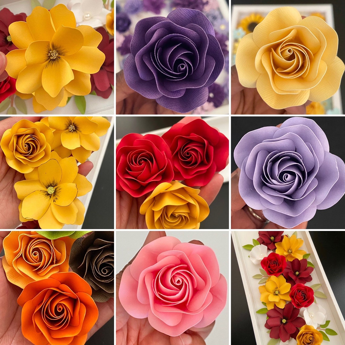 Small Paper Flower Templates, Rose, DIY Shadow Box (pdf, Svg, Png) - Etsy