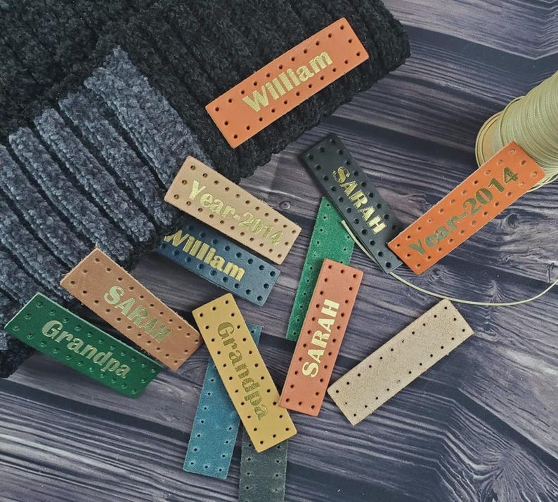 Personalized Leather Name Tag: Custom Imprinted Stitch-on Label - Etsy