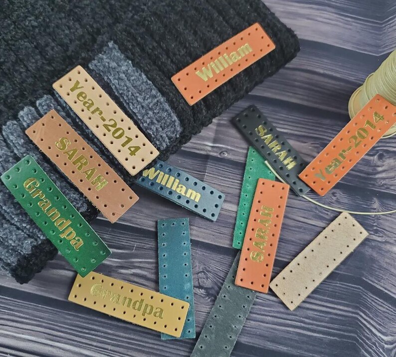 Personalized Leather Name Tag: Custom Imprinted Stitch-on Label - Etsy