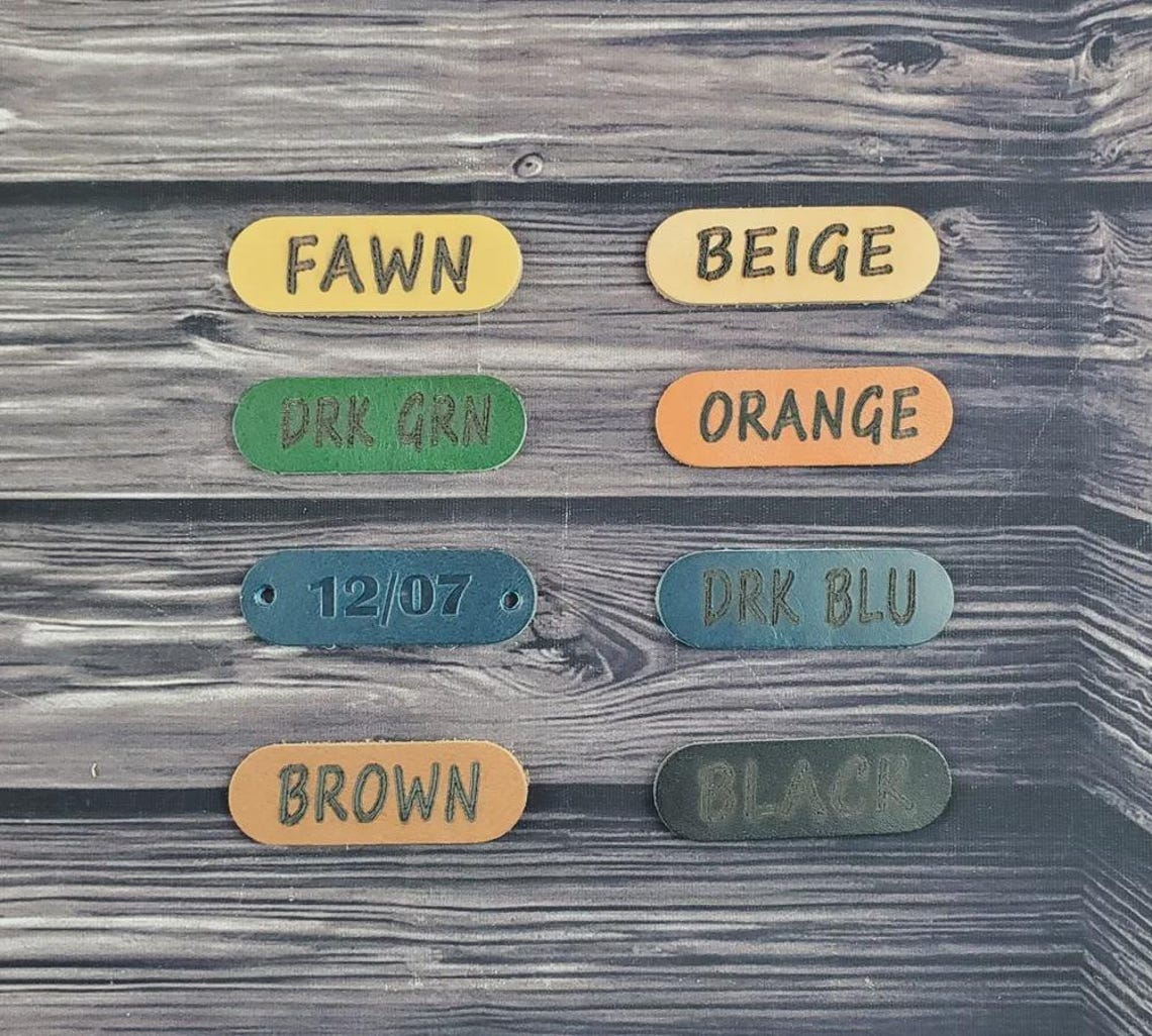 Personalized Leather Name Tag: Custom Imprinted Stitch-on Label - Etsy