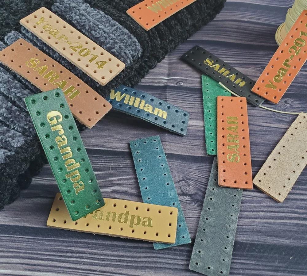 Personalized Leather Name Tag: Custom Imprinted Stitch-on Label - Etsy