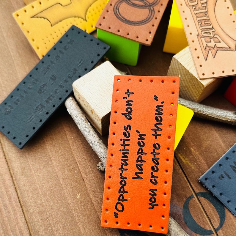 Personalized Leather Patch, Custom Laser Engraved Name Tag, Leather ...