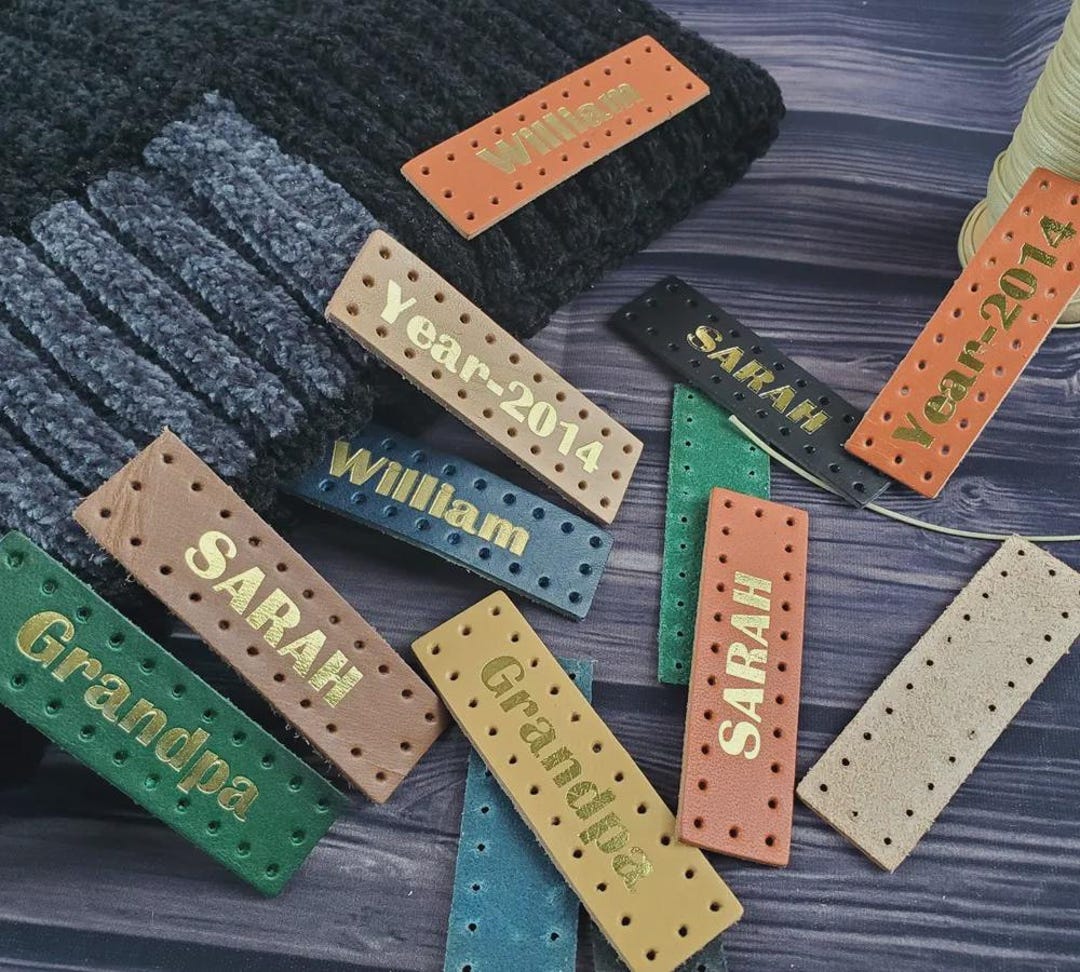 Personalized Leather Name Tag: Custom Imprinted Stitch-on Label - Etsy