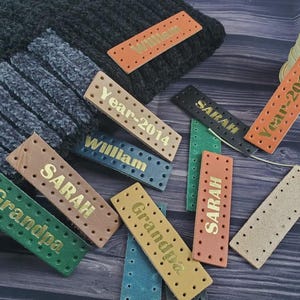 Personalized Leather Name Tag: Custom Imprinted Stitch-on Label - Etsy