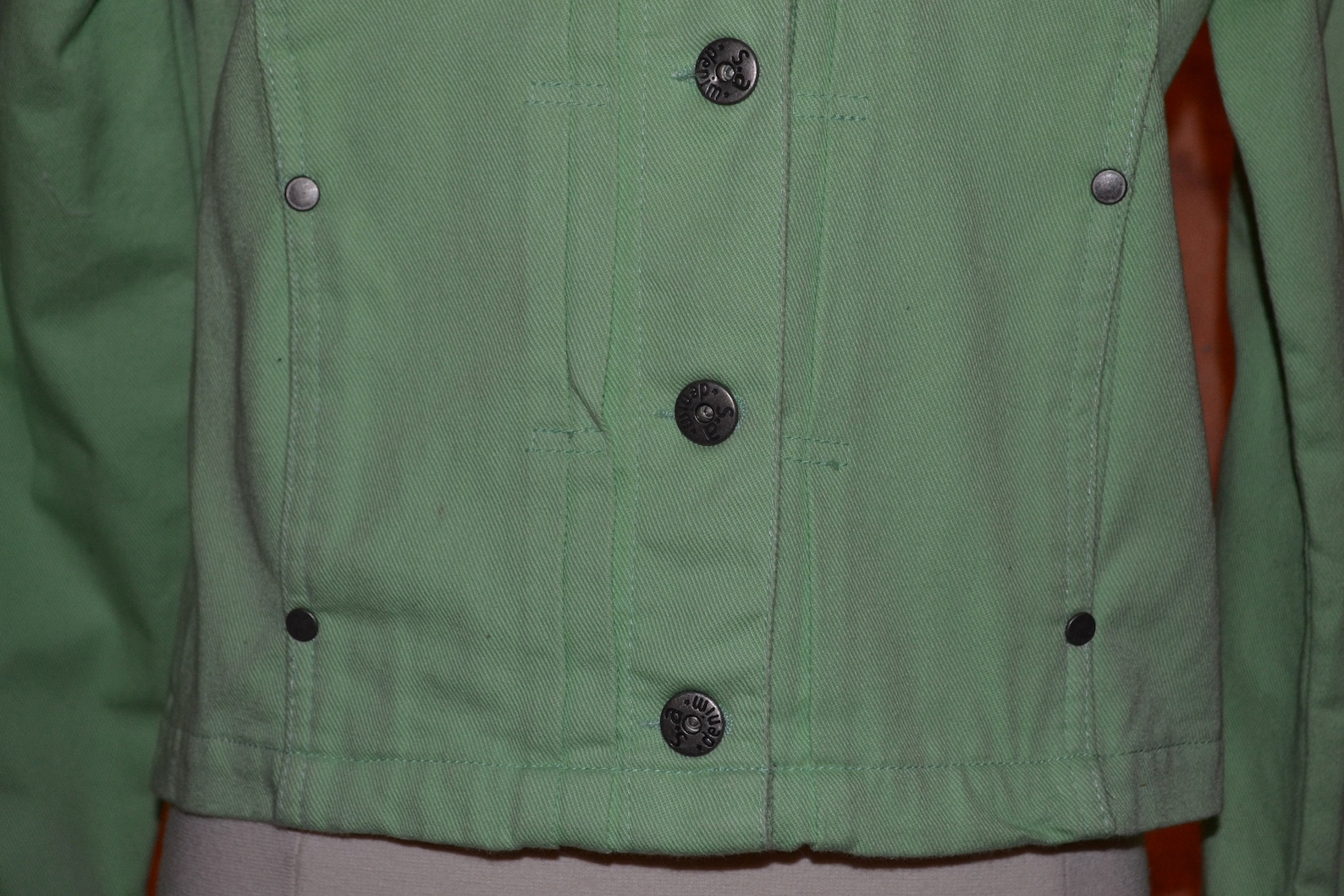 Women's Denim Jacket SA Denim Lime Green Vintage Pintucked Jean Jacket ...