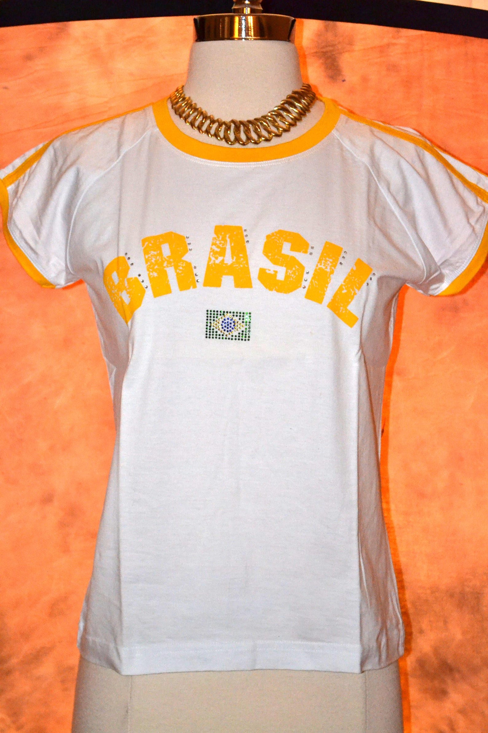 New Retro Brazil T Shirt Bright Yellow a on White Pierim Imported ...