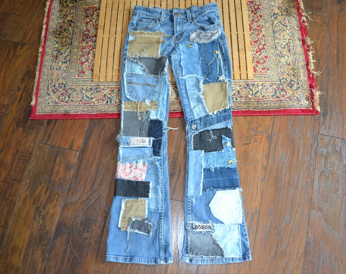 Patchwork Jeans Women's Levi's Jeans With Patches Ripped Embellished ...