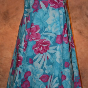 Sundress Halter Top Sun Dress Women's Turquoise & Pink Tropical Floral ...