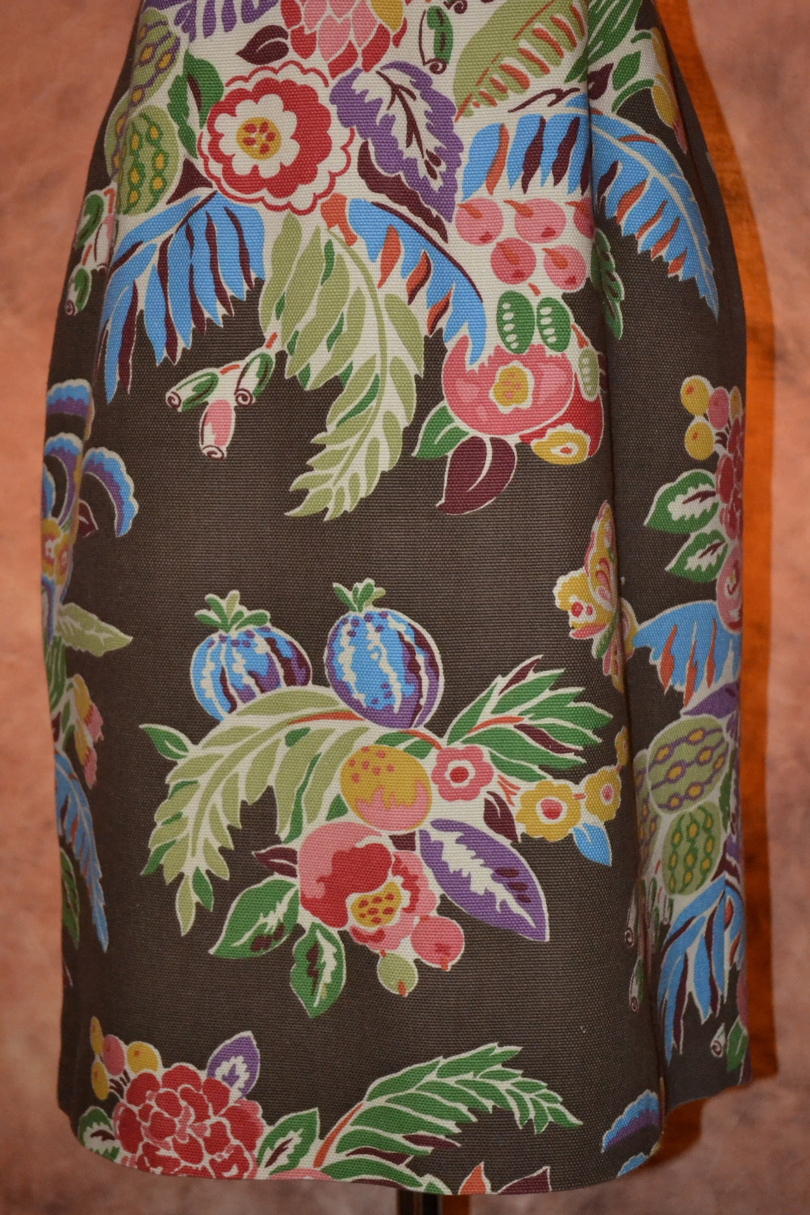 Tropical Barkcloth Vintage Dress Women's Natural Cotton Eco Shift Lined ...