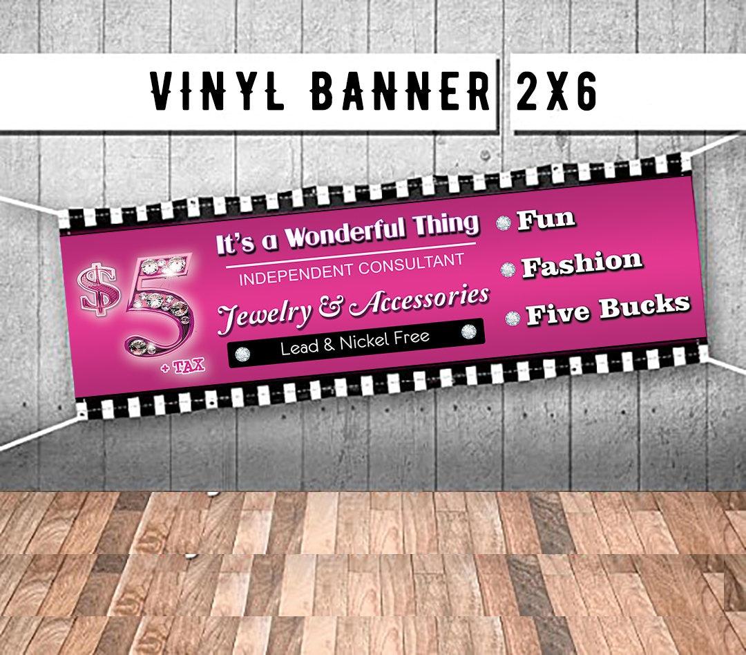 Vinyl Banner 2x6 Ft. Stripes Jewelrys Independent Cosultants - Etsy