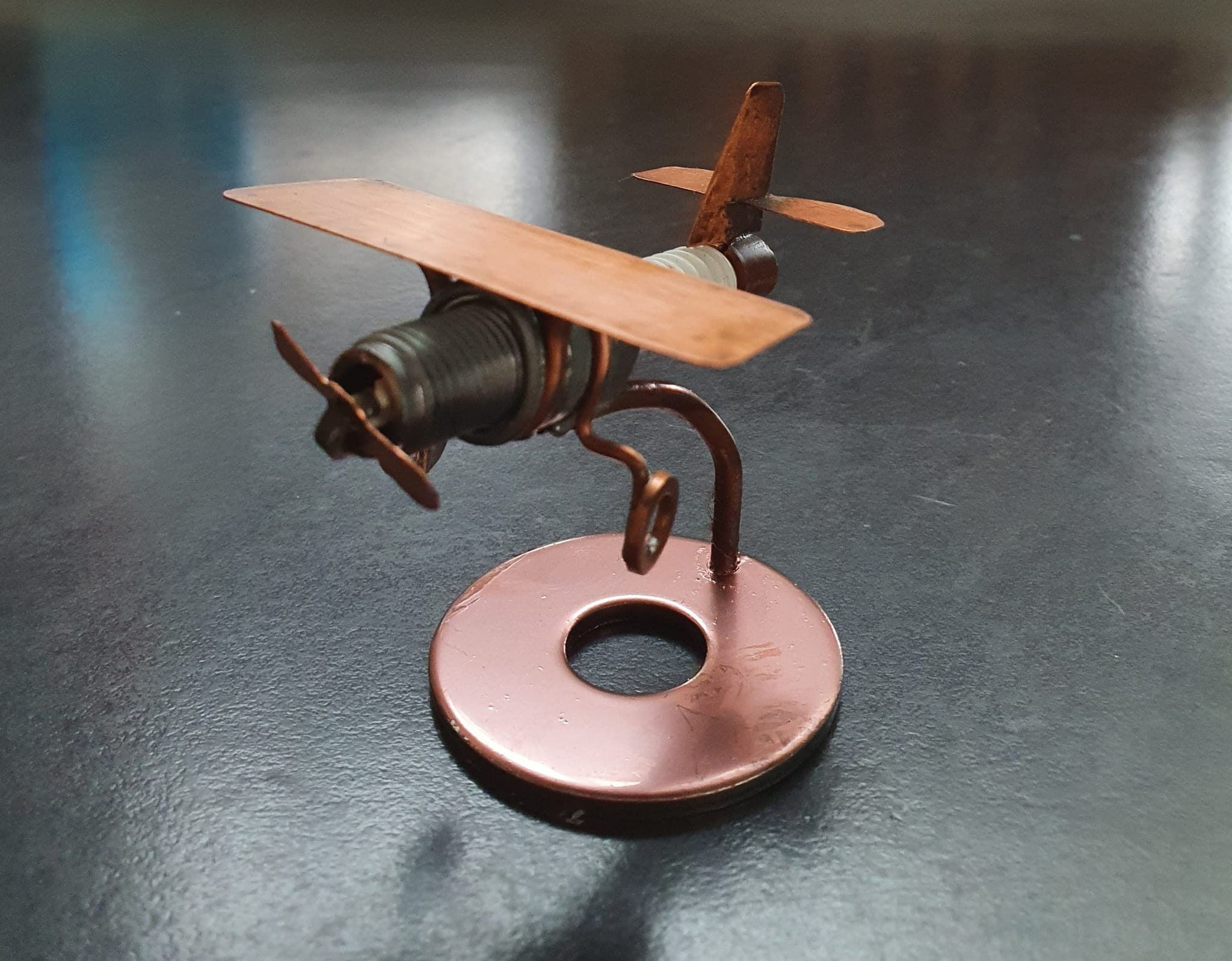 Decorative Spark Plug Works Aircraft Airplane Plane on a Stand Bi-plane ...