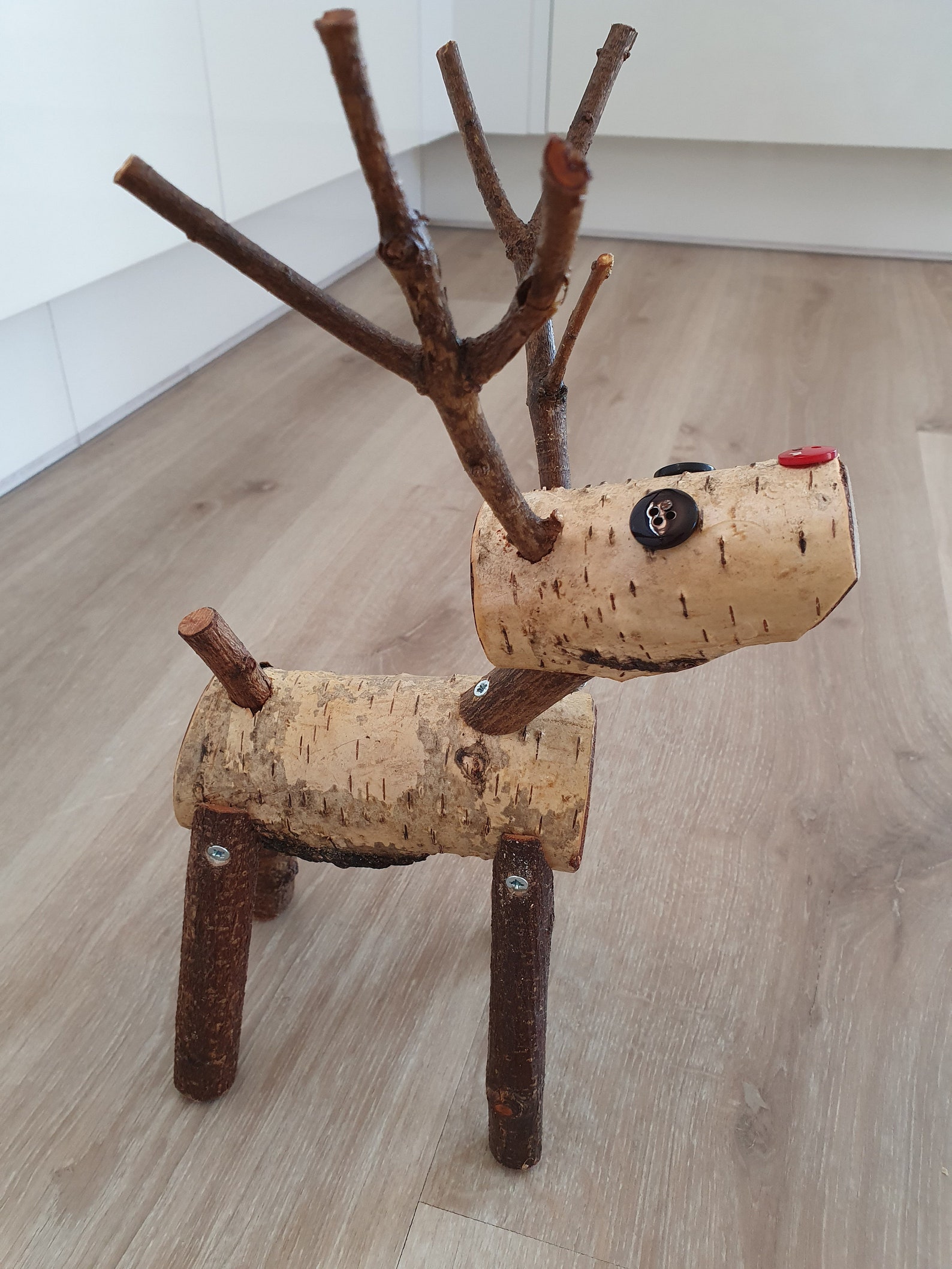 Hand Made Wooden Log Reindeer | Etsy