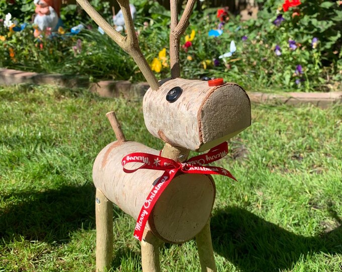 Hand Made Wooden Log Reindeer - Etsy