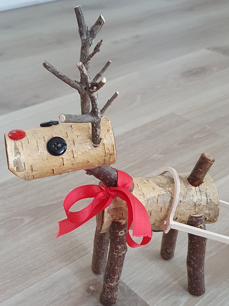 Hand Made Wooden Log Reindeer | Etsy