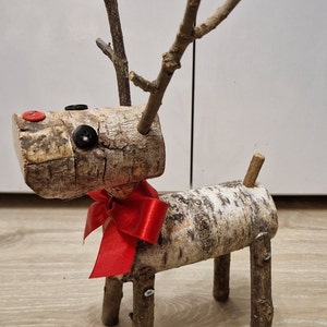 Hand Made Wooden Log Reindeer - Etsy