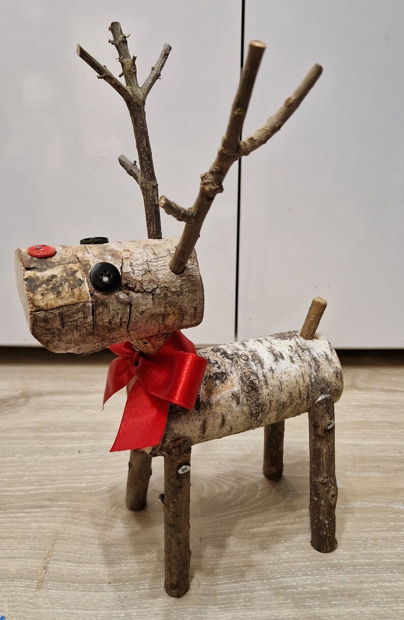 Hand Made Wooden Log Reindeer - Etsy