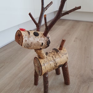 Hand Made Wooden Log Reindeer | Etsy