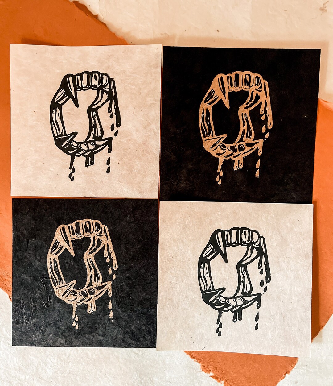WICKED FANGS Linocut Print, Block Print - Etsy