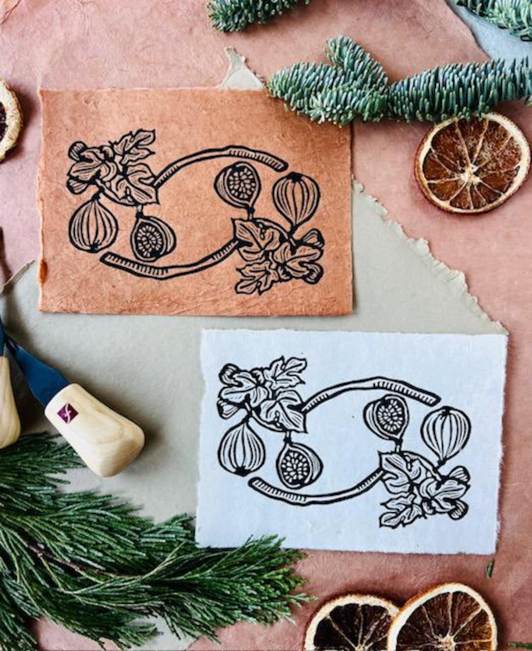 Fig Relief Print | Fruit Print | Block Print - Etsy