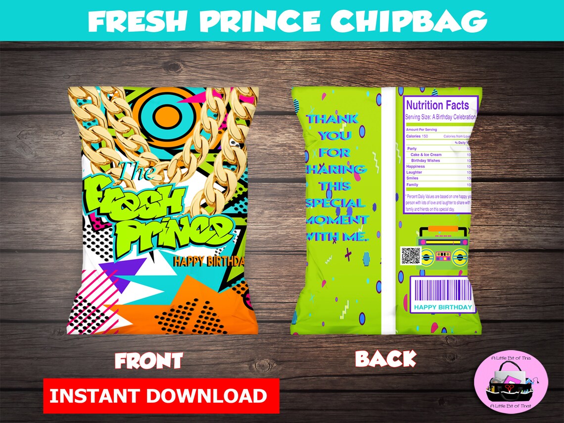 Fresh Prince Chip Bag | Capri Sun Label | Candy | Party Favor ...