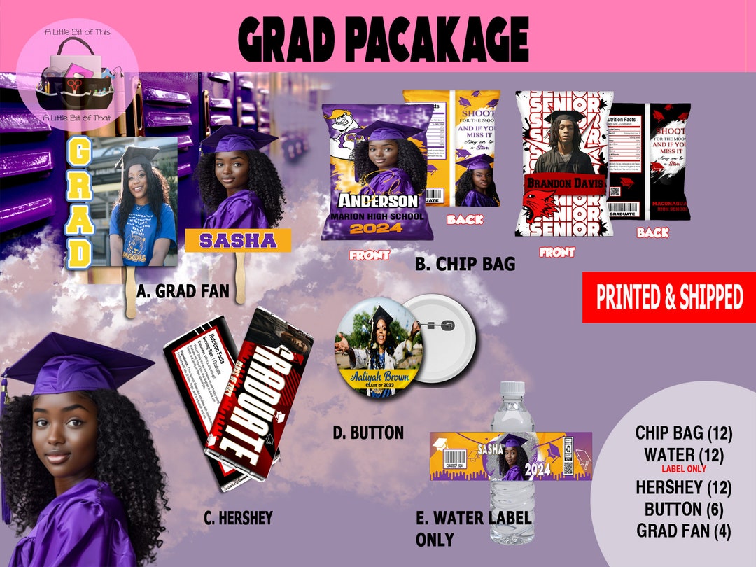 Graduation 2024 Package | Grad Chip Bags | Grad Waters | Grad Hershey ...