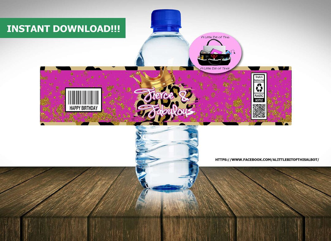 Fierce & Fabulous Water Bottle Labels/ DIY Drink Labels/ Water Bottles ...