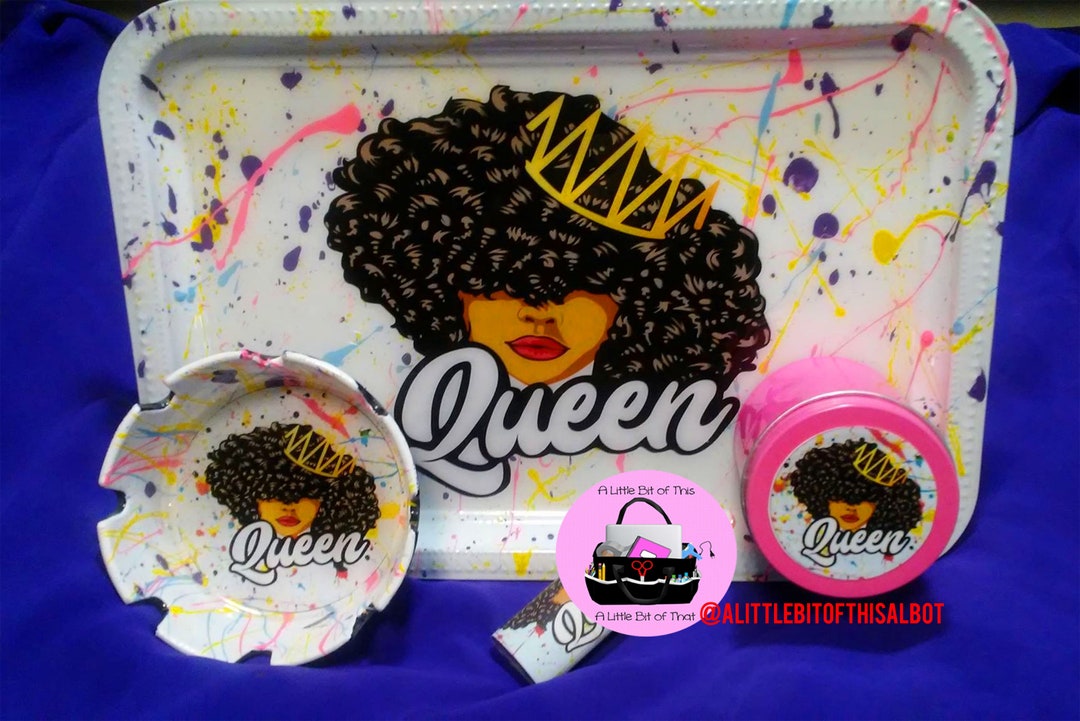 Queen Rolling Tray Set | Smoke Tray Set | Black Queen Smoke Tray - Etsy