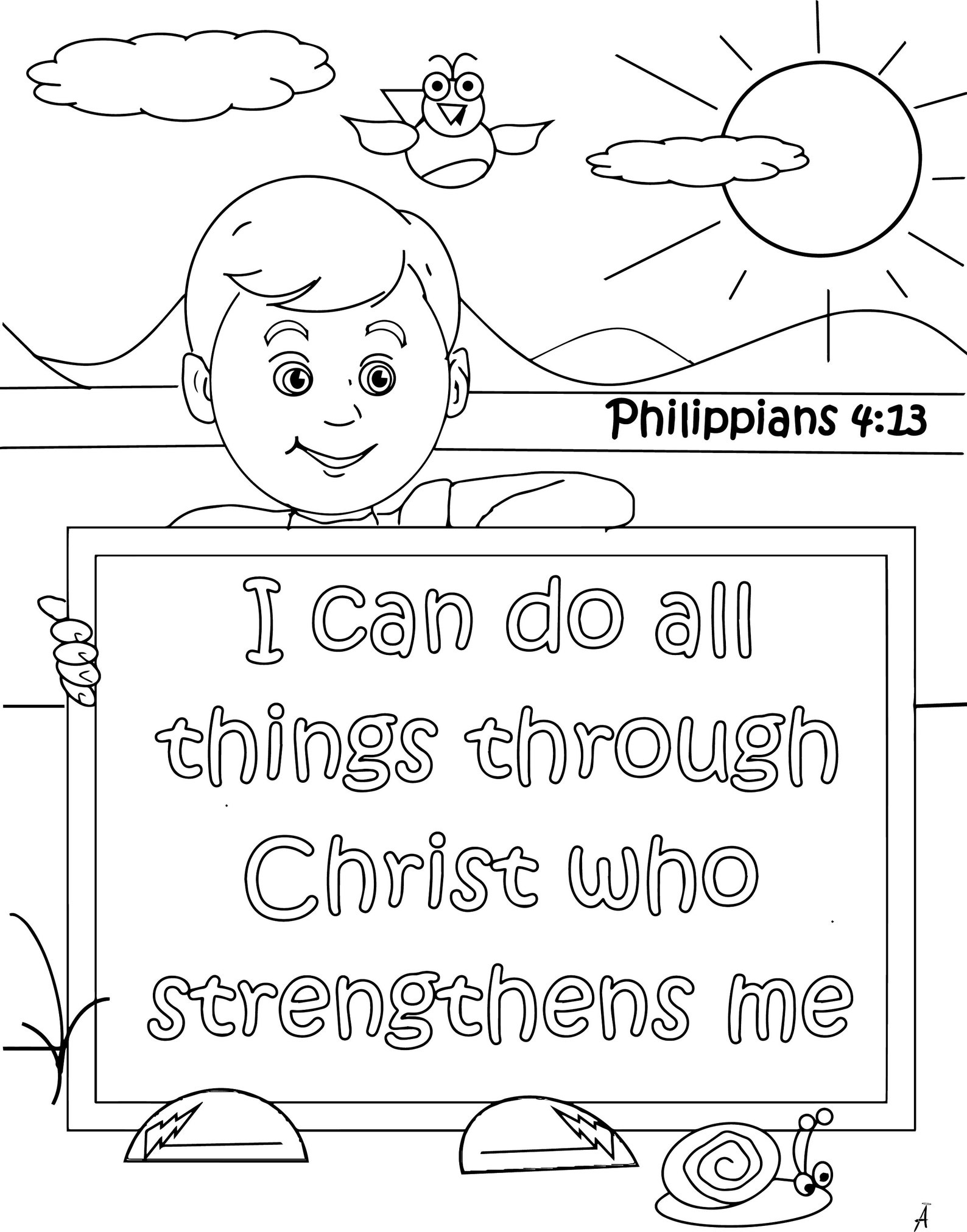 Phil 4:13 - Little Boy Dylan - Coloring Page for Kids - Bible Verse ...