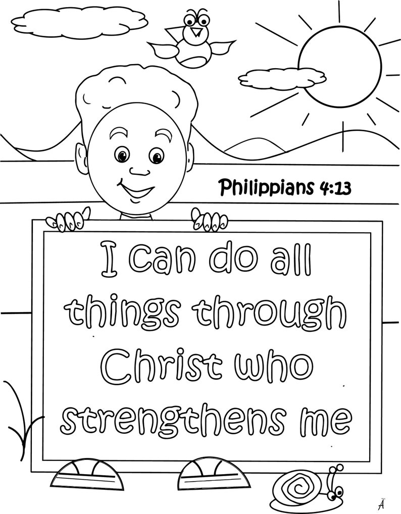 Phil 4:13 - Little Boy Marcos - Coloring Page for Kids - Bible Verse ...