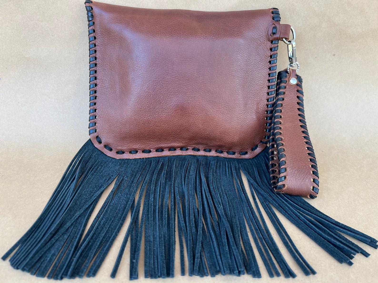 Plush Pony Leather Handmade Genuine Soft Leather Brown Black Fringe ...