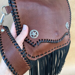 Plush Pony Leather Handmade Genuine Soft Leather Brown Black Fringe ...