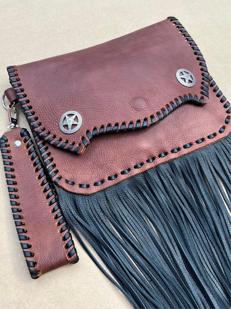 Plush Pony Leather Handmade Genuine Soft Leather Brown Black Fringe ...
