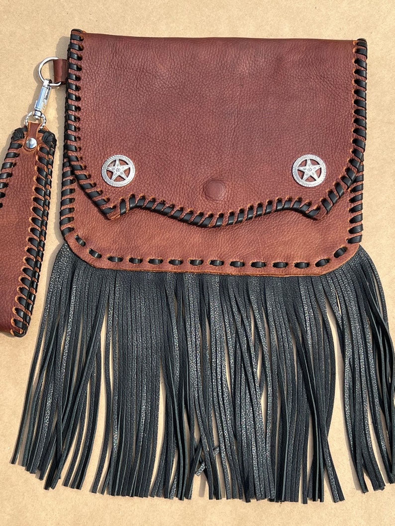 Plush Pony Leather Handmade Genuine Soft Leather Brown Black Fringe ...
