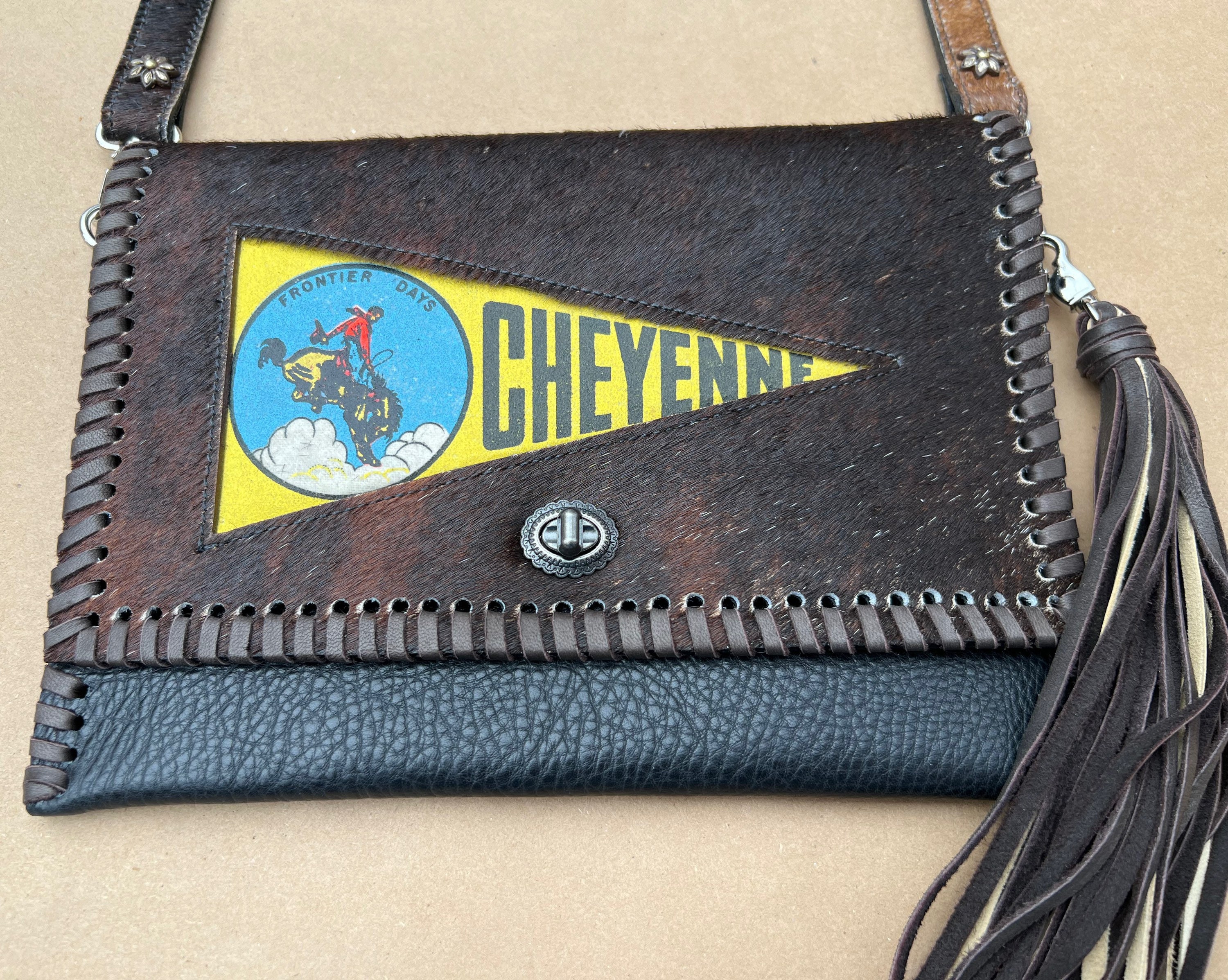 Plush Pony Leather Vintage Cheyenne Frontier Day Wyoming Pennant Hair ...