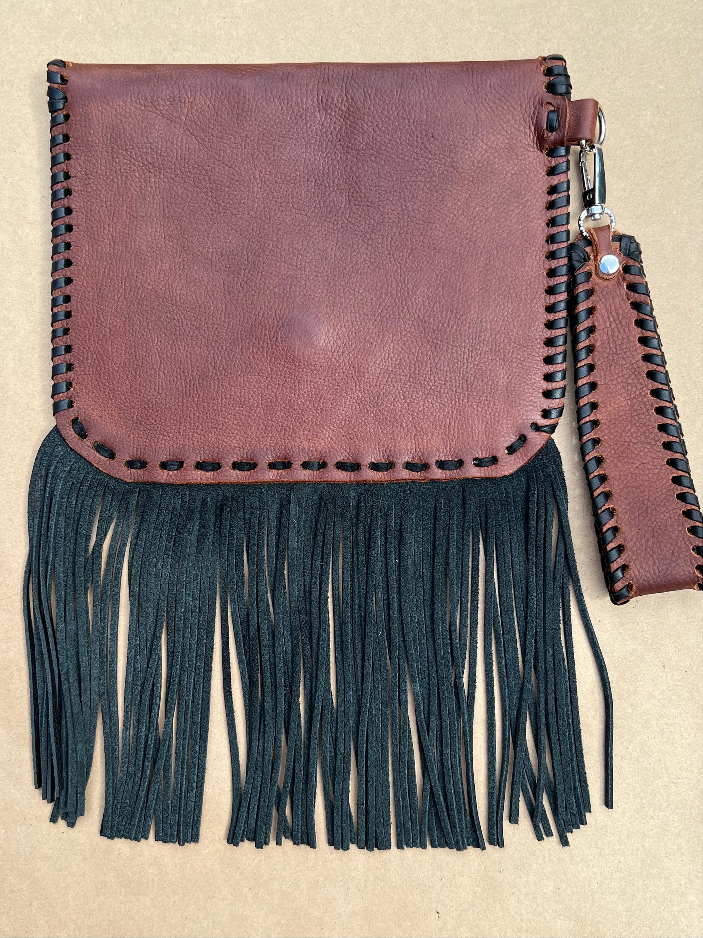 Plush Pony Leather Handmade Genuine Soft Leather Brown Black Fringe ...