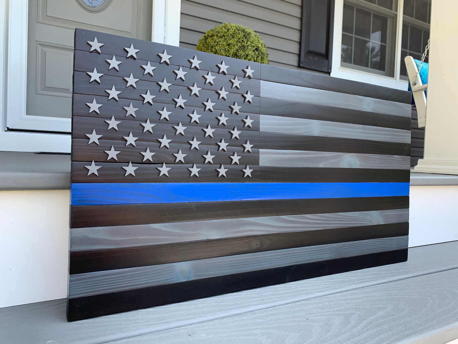 Thin Blue Line American Flag - Gray Stripes - Etsy