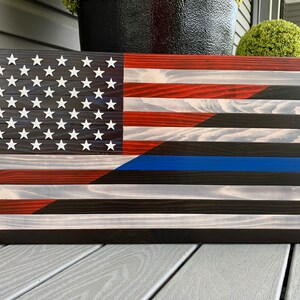 American/thin Blue Line Wooden Flag - Etsy