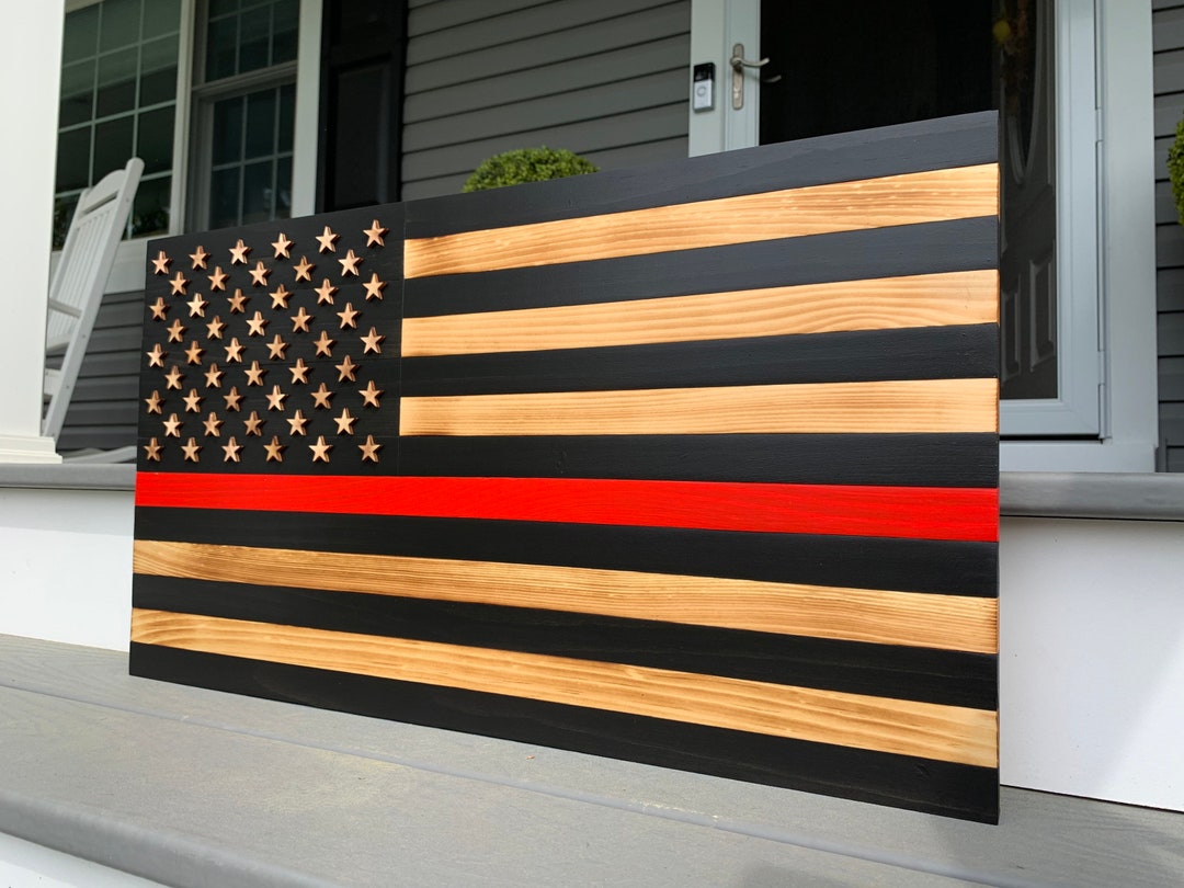 Thin Red Line American Flag - Etsy