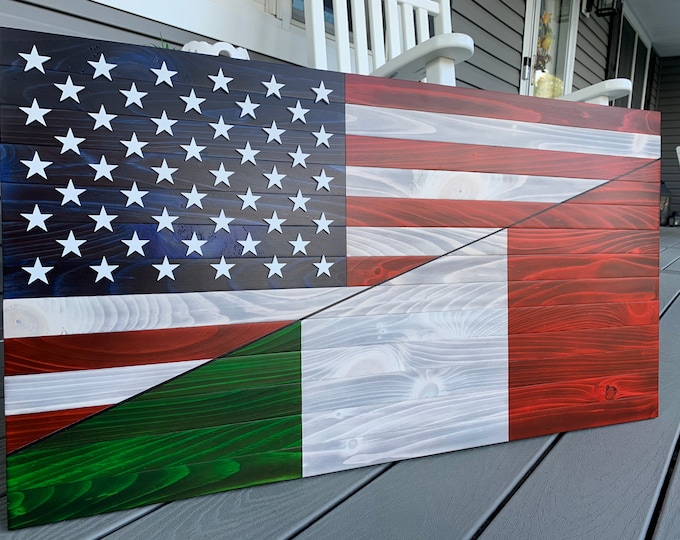 Italian/american Wooden Flag - Etsy