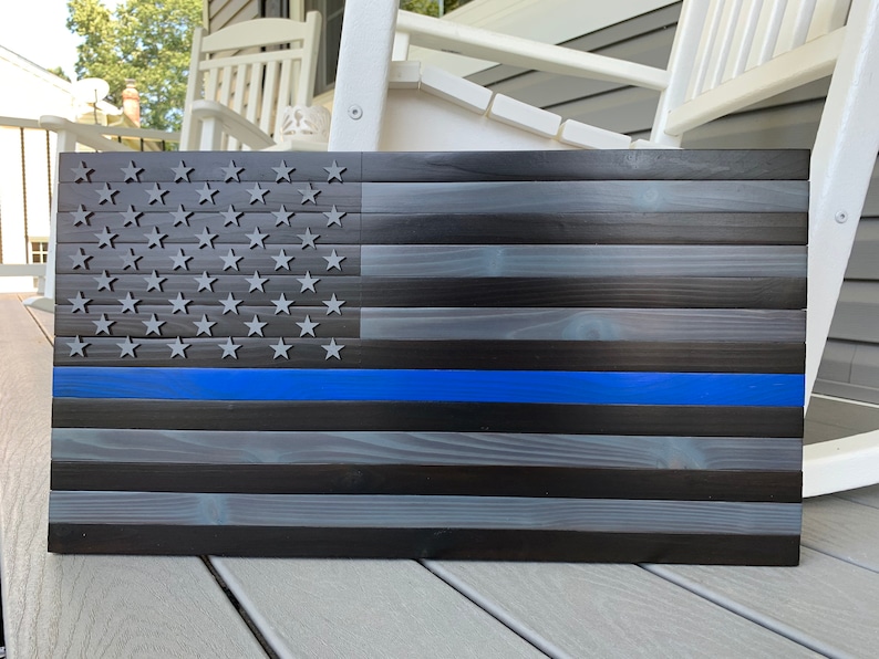 Thin Blue Line American Flag - Gray Stripes - Etsy