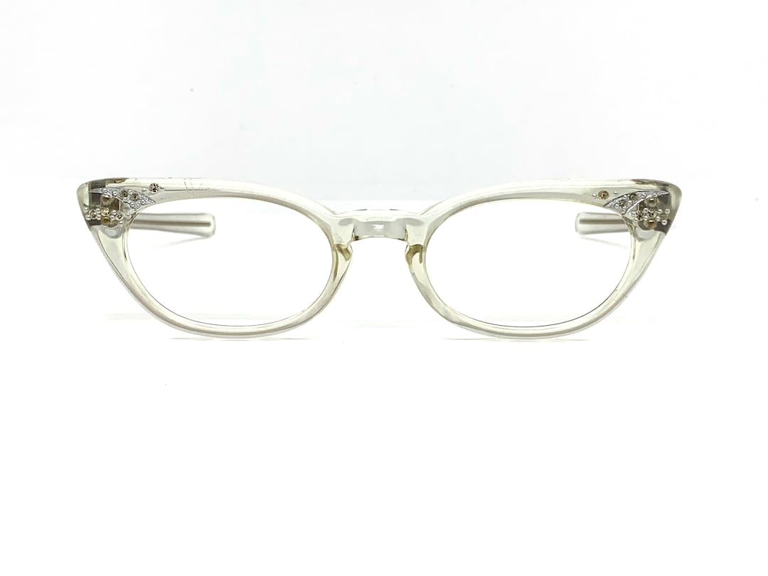 Vintage 50s Clear Cat Eye Glasses New Old Stock Unused Clear Cat Eye ...