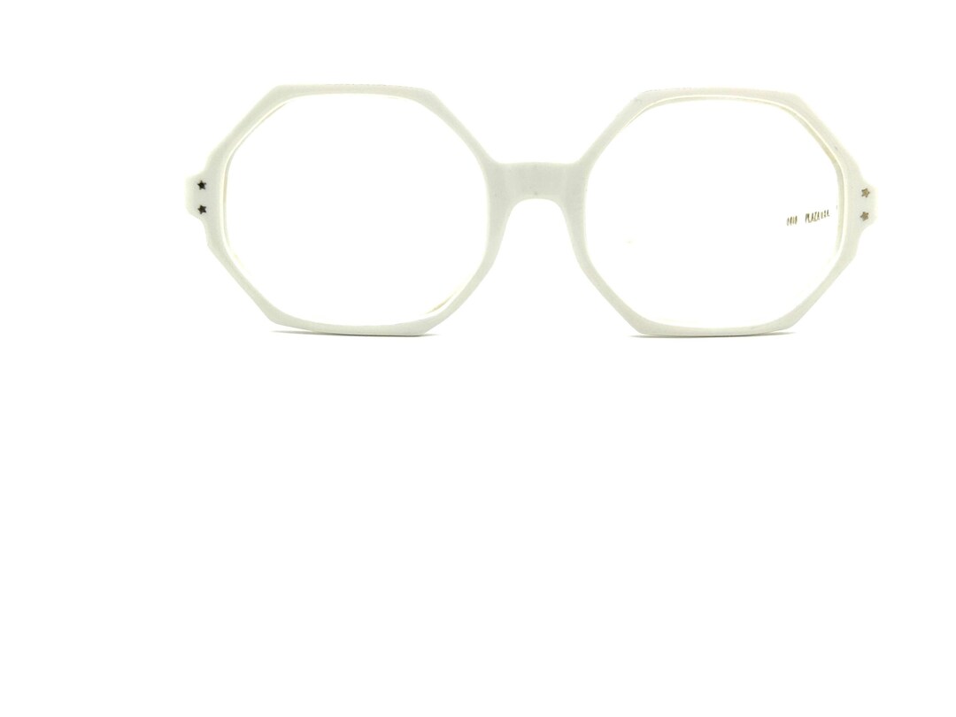 Unworn 70s White Octagon Eyeglass Frames | New Old Stock | 80s Large ...