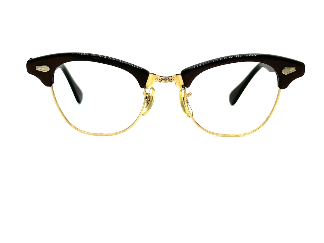 50s Eyeglasses | New Old Stock | 60s Brown Clubmaster Eyeglasses | USA ...