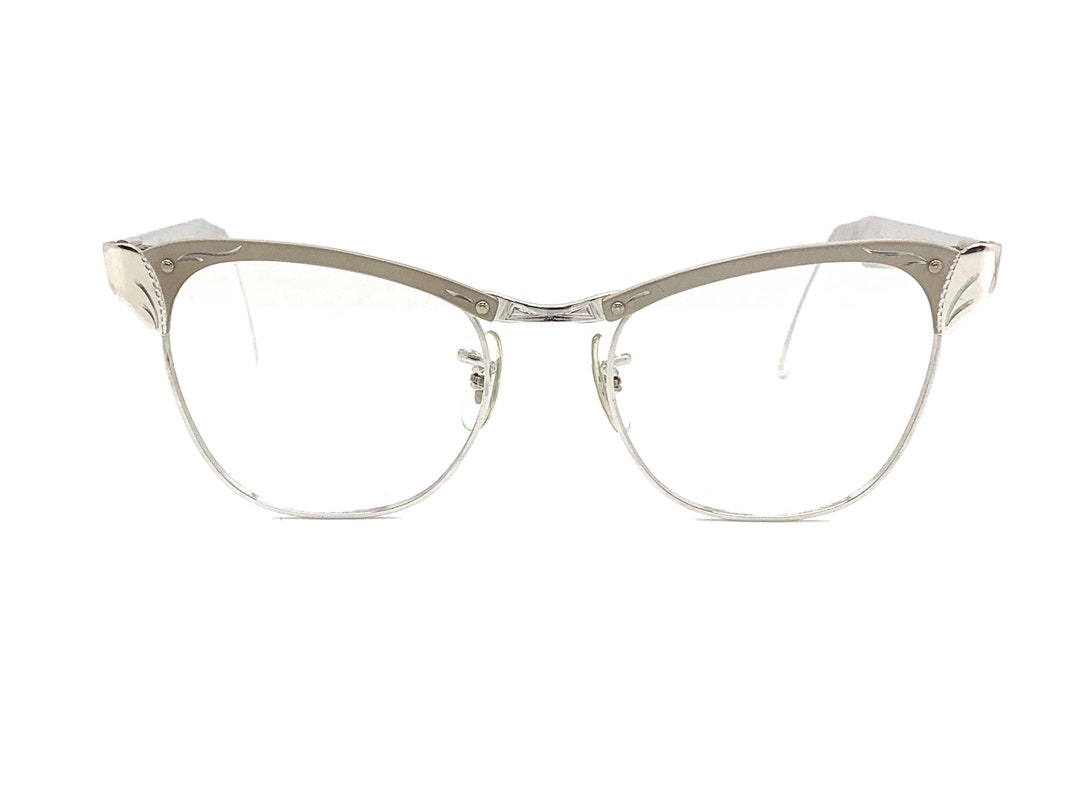 Vintage 50s Cat Eye Glasses NOS 60s Silver Aluminum Cat Eyeglasses 60s ...