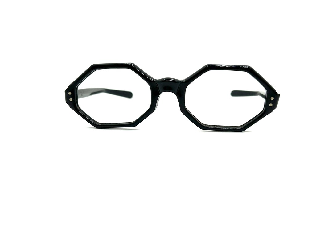 70s Black Eyeglasses | New Old Stock | Thick Black Hex Eyeglass Frames ...