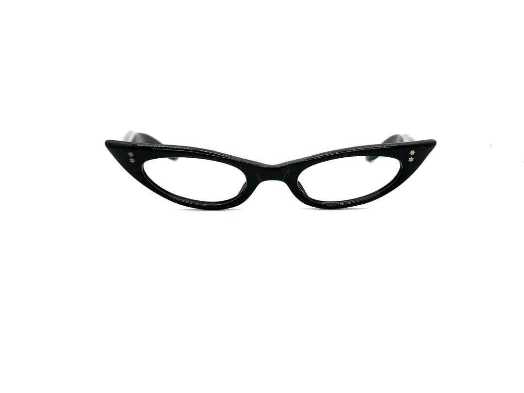 50s Cat Eye Eyeglass Frame | New Old Stock | Extra Small Black Half ...