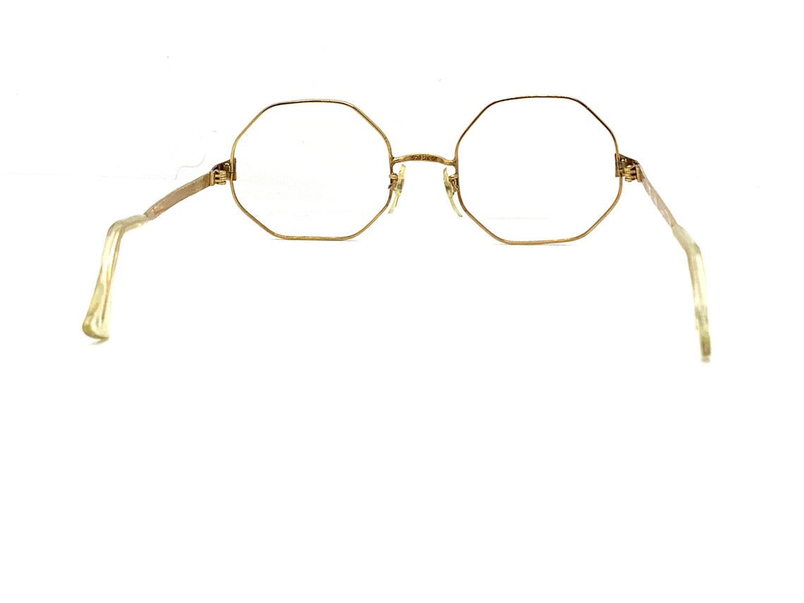 Vintage 60s Gold Octagonal Metal Eyeglass Frames | New Old Stock | 12K ...