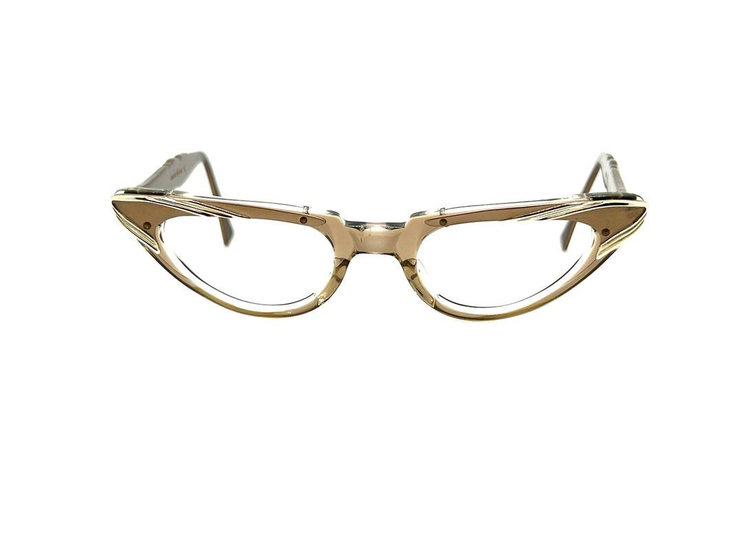 50s Cat Eye Glasses New Old Stock Silky Brown Silver Metal Cat Eye ...